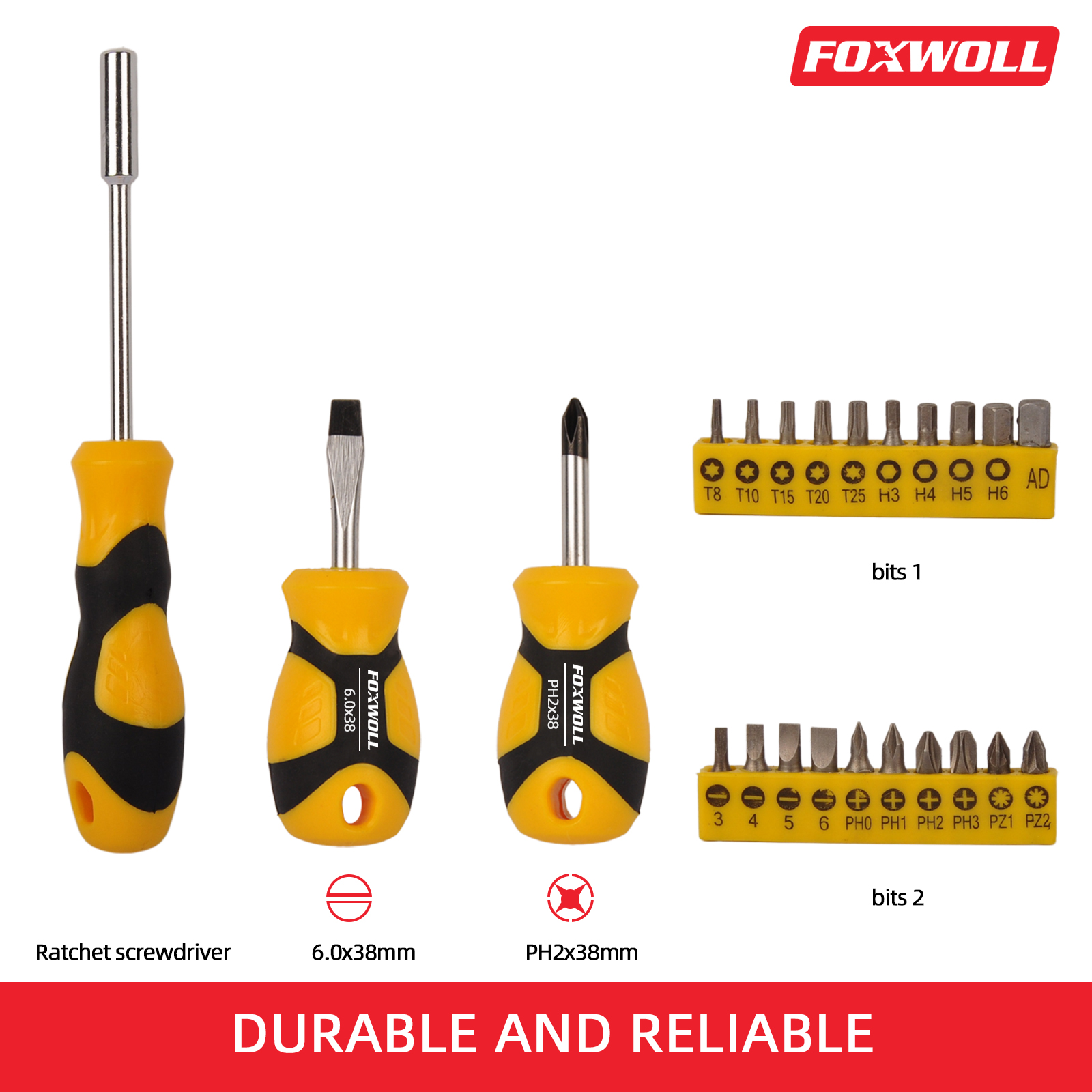 FOXWOLL 23pcs Screwdriver Set with Holder - FOXWOLL