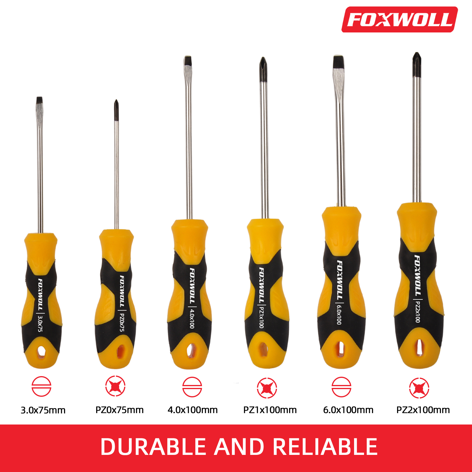 Slotted Screwdriver Flat Head High Quality Magnetic Tip - FOXWOLL