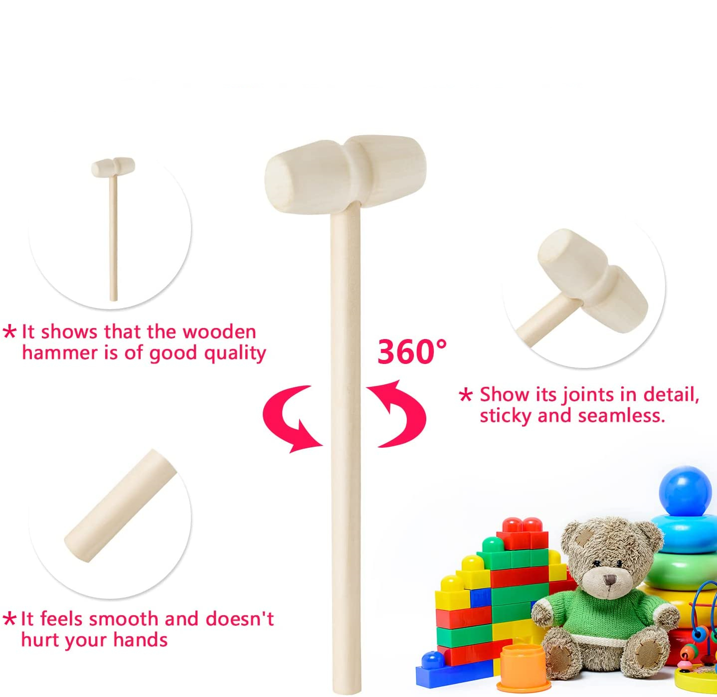 8 Pcs Mini Wooden Hammer Multi-Purpose Wood Hammer - FOXWOLL