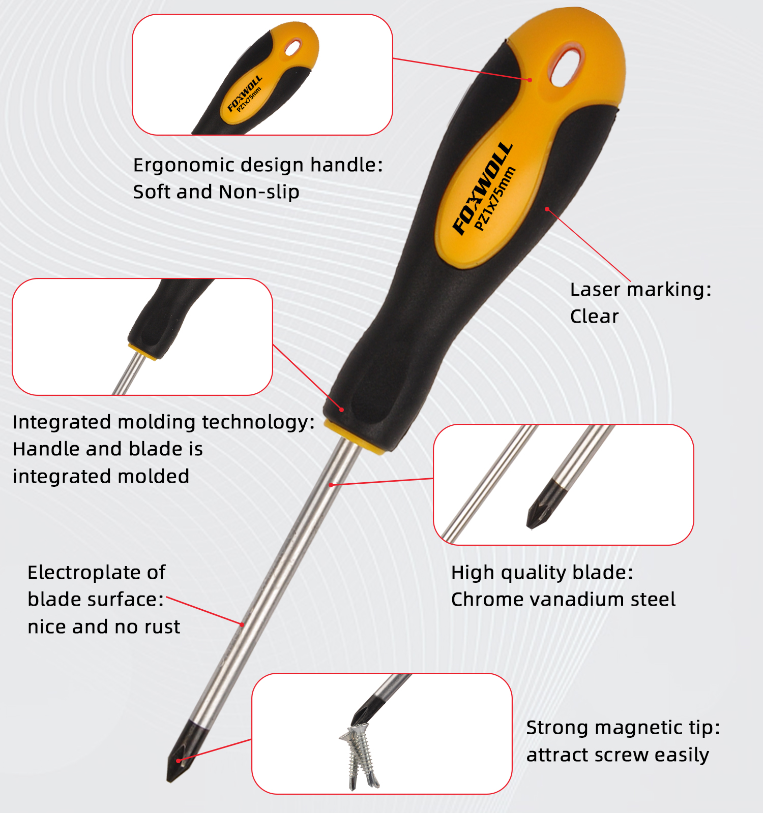Phillips Screwdriver PH1x100mm phillips head tool - FOXWOLL