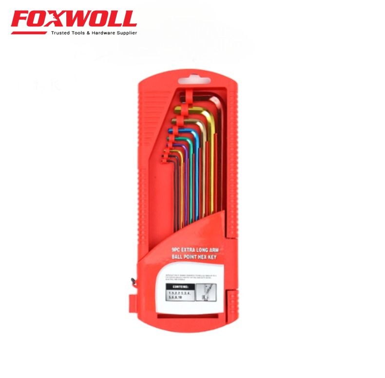 9PC Extra Long Ball End Plastic Box Colorful Hex Key Set - FOXWOLL