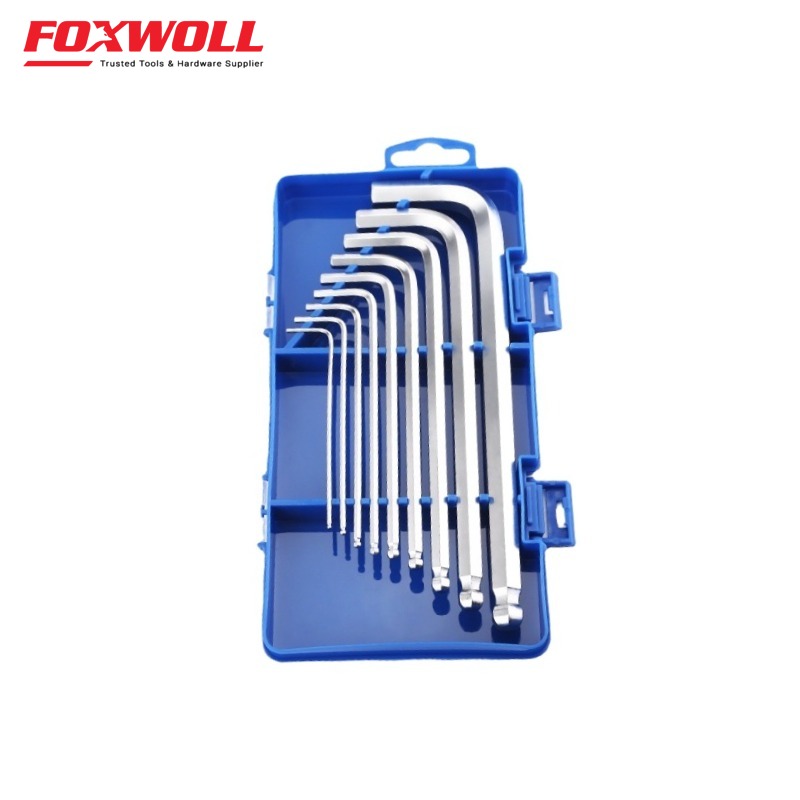 9-Piece Extra Long Ball End Surface Polished Hex Key Set - FOXWOLL