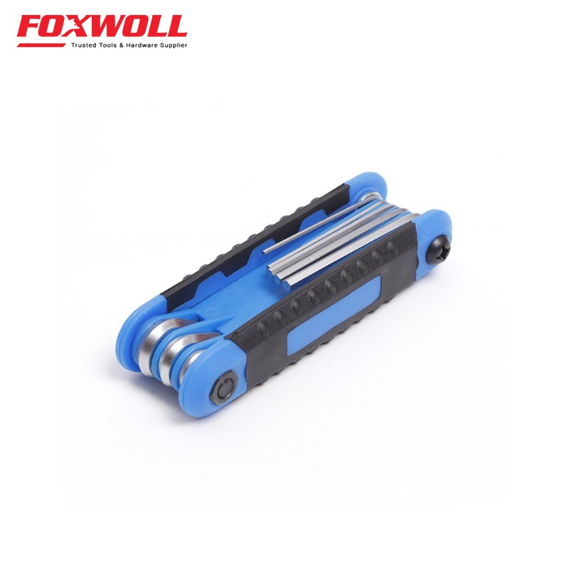 8in1 Tpr Handle Chrome Finish Folding Hex Key Set - FOXWOLL