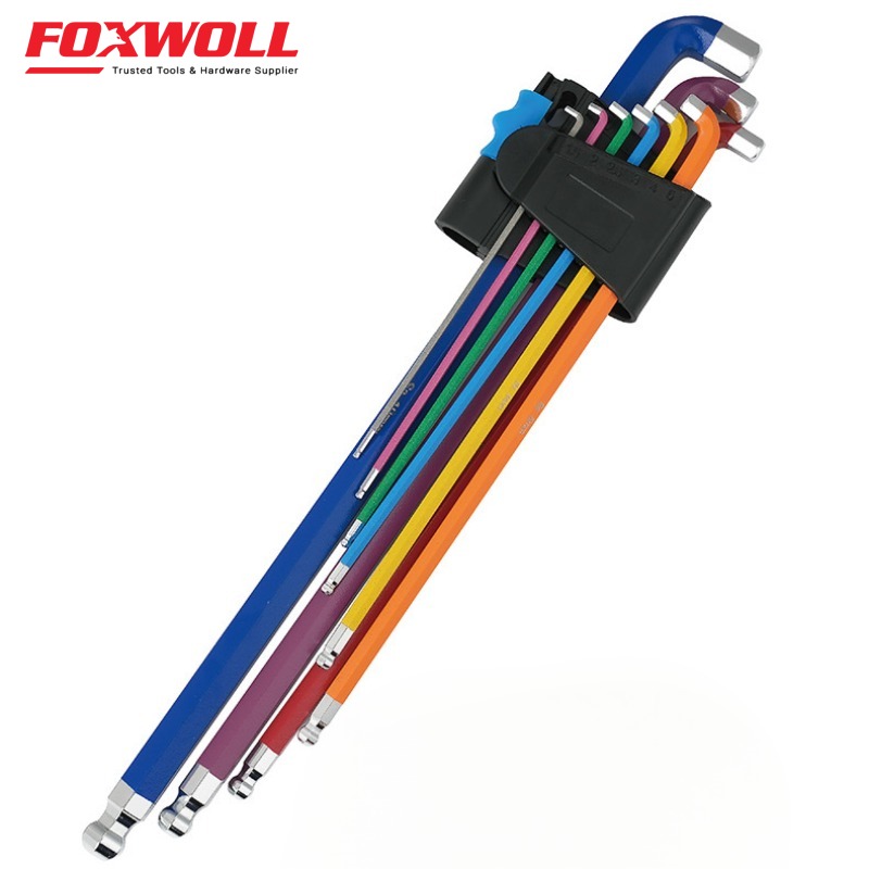 9PCS L Shape Colorful Extra Long Arm Short Head Hex Key - FOXWOLL