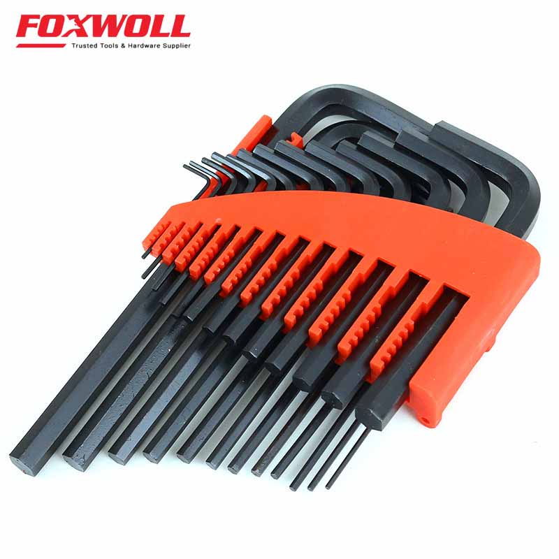 25PCS Metric Inch Flat Head Black Oxide Hex Key Set - FOXWOLL
