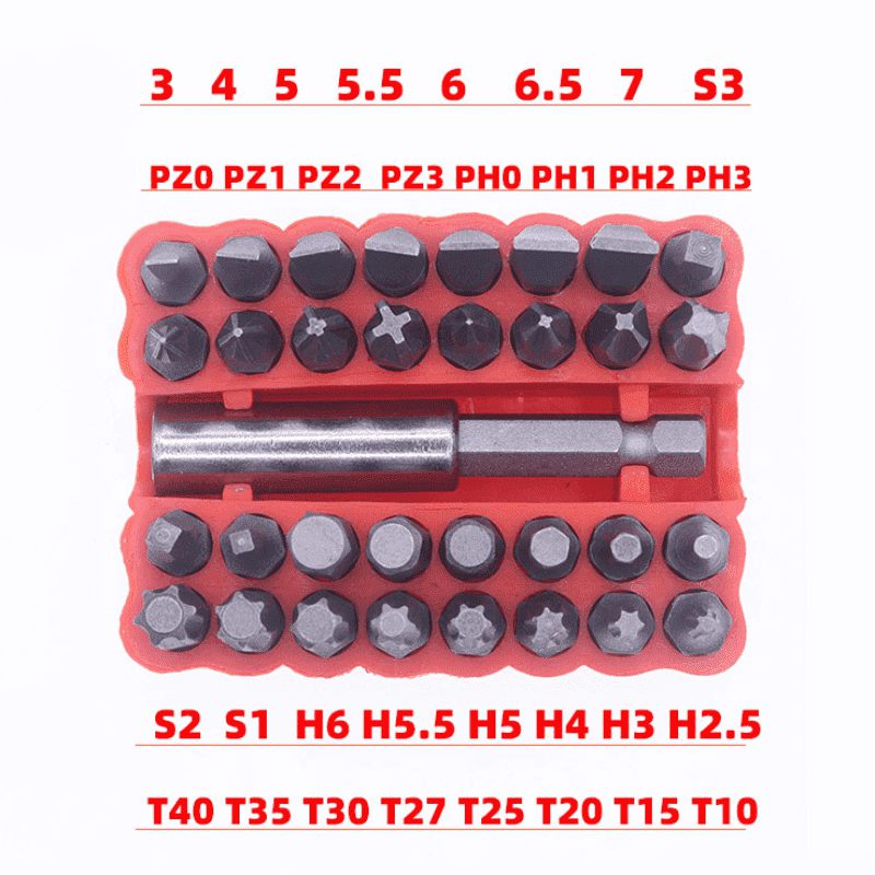 33pc Security Bit Set 1/4 Inch Hex Shank Screwdriver Bit Set - FOXWOLL