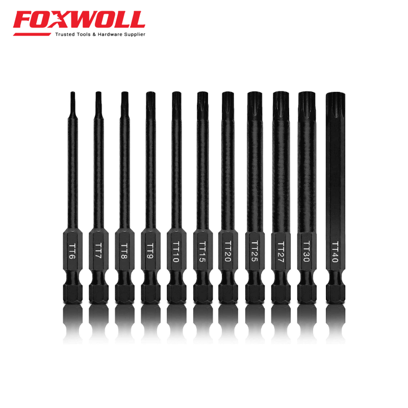 12PCS Black Impact S2 100mm Torx Screwdriver Bit Set - FOXWOLL