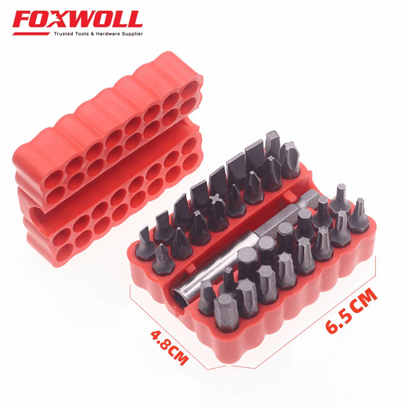 33pc Security Bit Set 1/4 Inch Hex Shank Screwdriver Bit Set - FOXWOLL