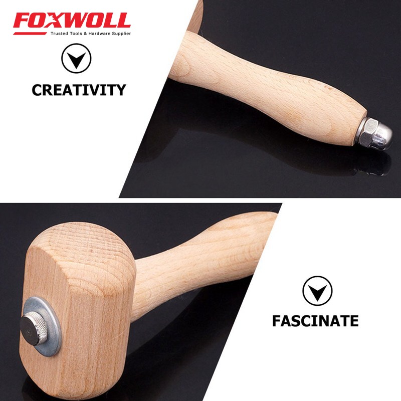 Leather DIY Beech Round Hammer Log Hole Punching Hammer - FOXWOLL